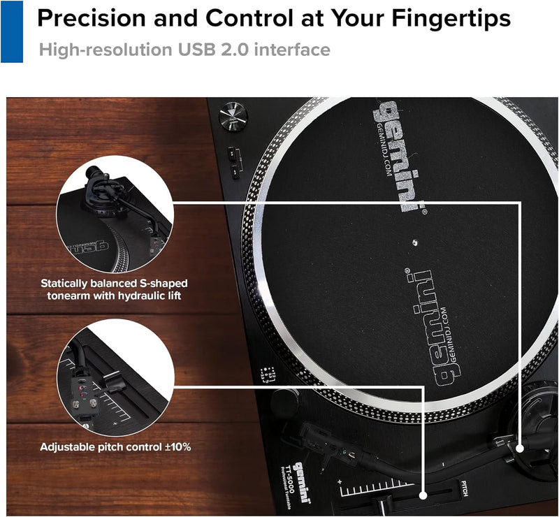 Gemini TT-5000 High Torque Direct Drive Turntable w/ USB